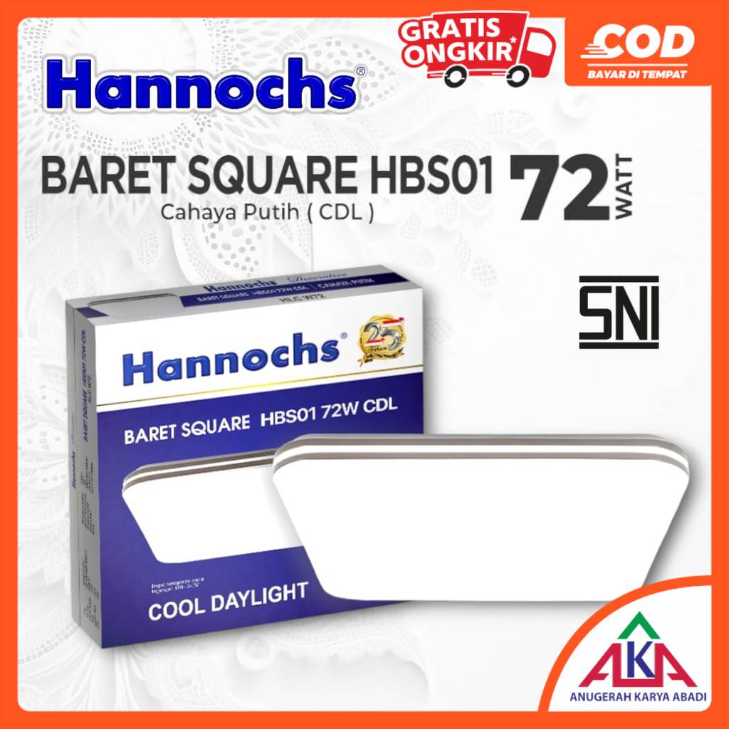 Jual HANNOCHS Lampu Plafon HBS01 Ceiling Baret Square Lamp 72W Kotak ...