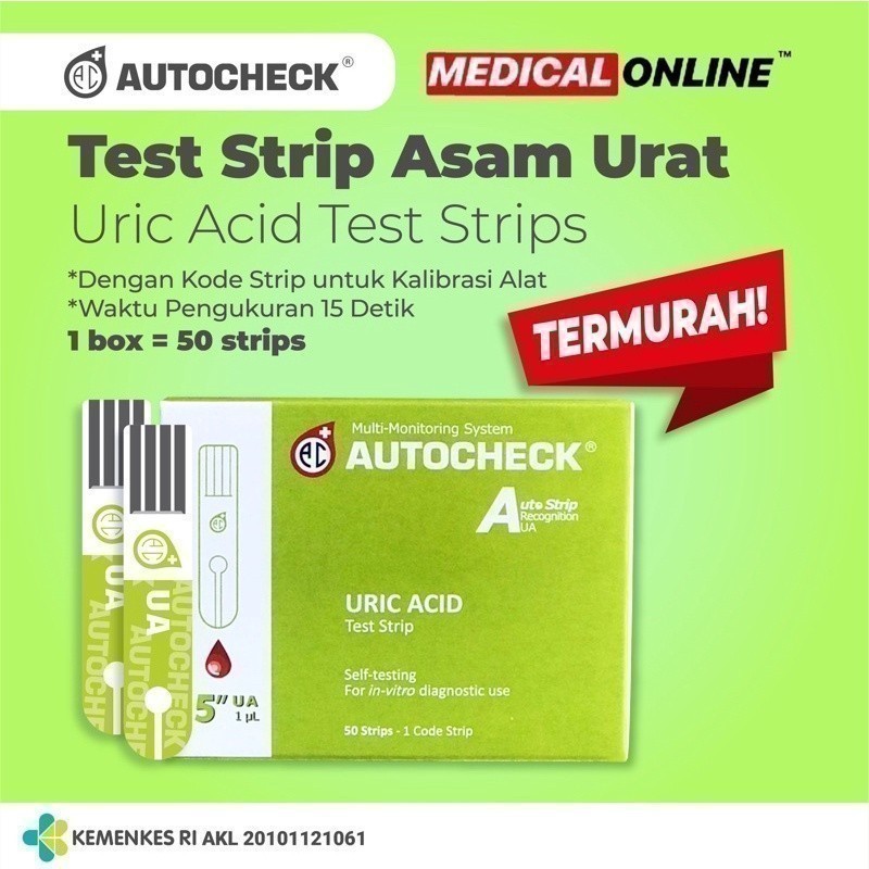 Jual AUTOCHECK ASAM URAT URIC ACID ISI 50 PER BOX MEDICALONLINE MEDICAL ...