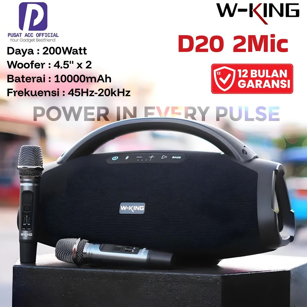 Jual Speaker Bluetooth Karaoke Portable WKING D20 Party Box Super Bass ...