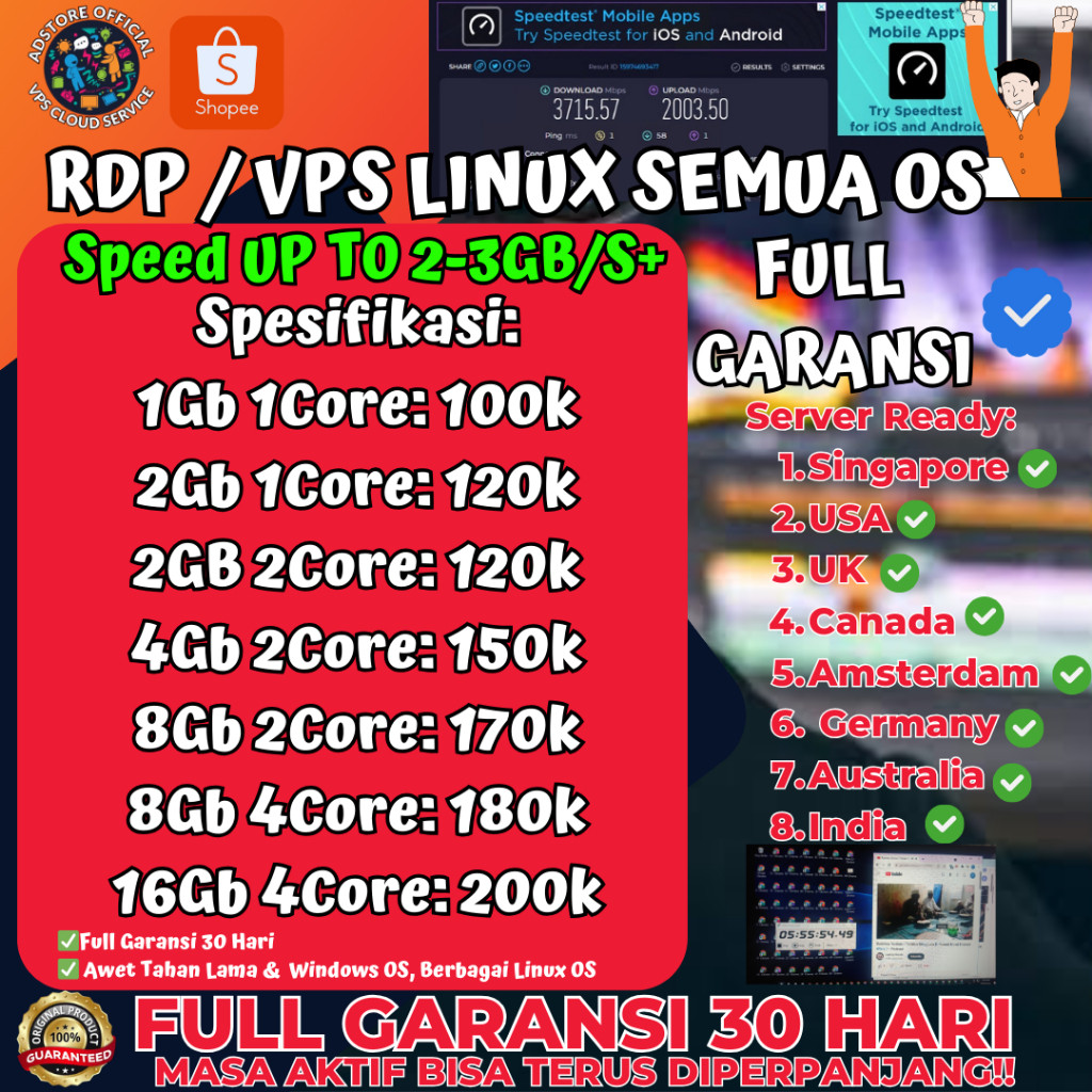 Jual RDP / VPS BULANAN Windows Ubuntu Debian Full root & Full ...
