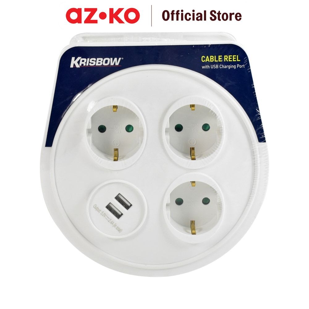 Jual AZKO Krisbow Kabel Roll Dengan Usb 7 mtr 2.4a Cable Reel Terminal ...