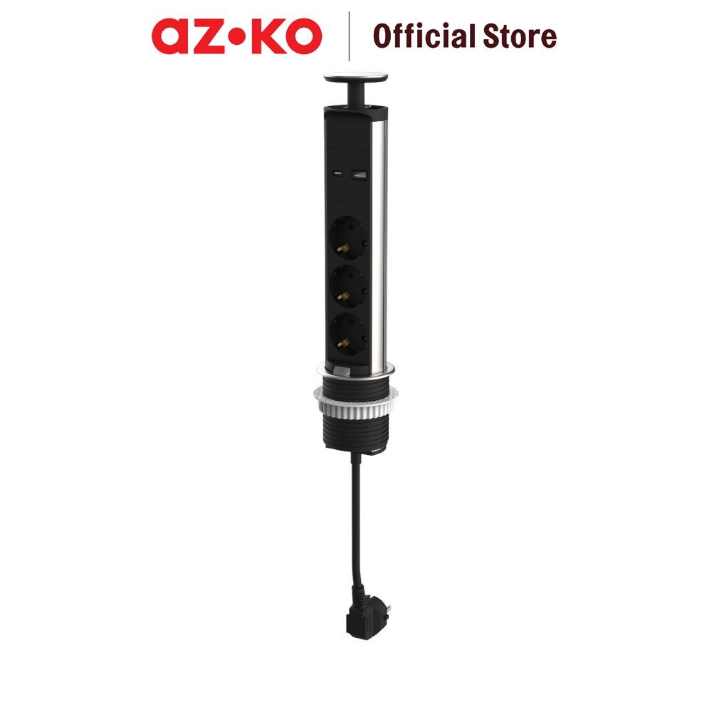 Jual AZKO Krisbow Stop Kontak Tanam Meja Ekstensi 3 Socket Usb A & C ...