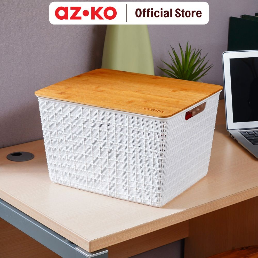 Jual AZKO Stora Kotak Penyimpanan Dengan Tutup Bambu Kotak Serbaguna ...