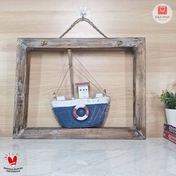 Jual Dekorasi Hiasan Dinding Frame Kapal Gantung Rustic Nuansa Laut ...