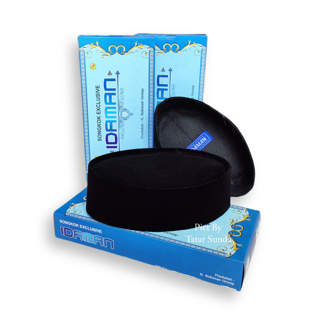 Jual Kopiah Kopyah Kopeah Hitam Polos Non Ac Songkok Peci Tinggi 6 7 8 ...