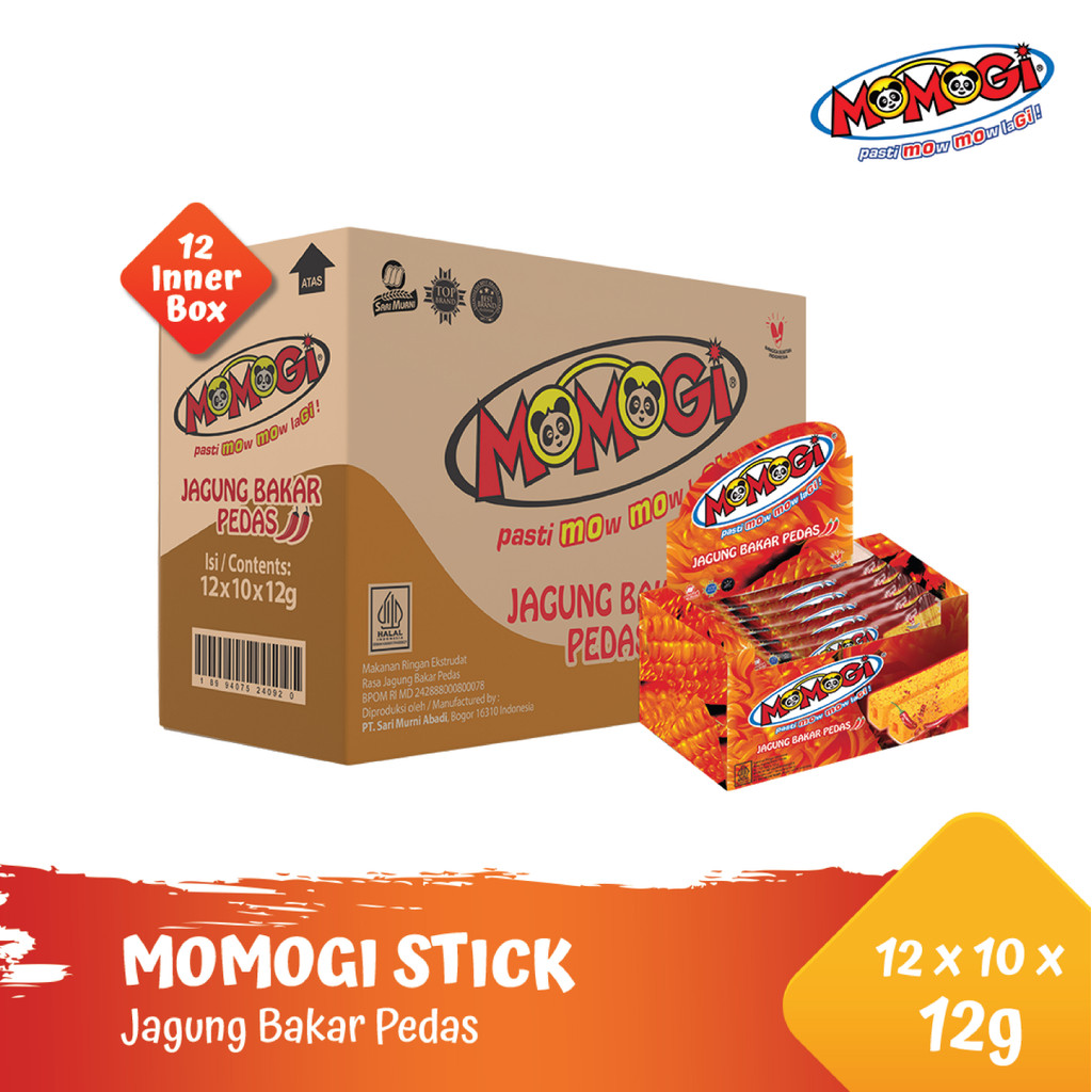 Jual Momogi Stick Jagung Bakar Pedas 12gr (1 Karton @ 12 Box) | Shopee Indonesia