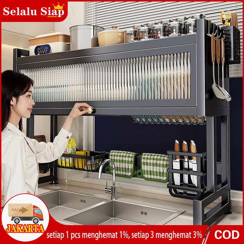 Jual Rak Piring Tertutup Rak Piring Wastafel With Cover Stainless Steel ...