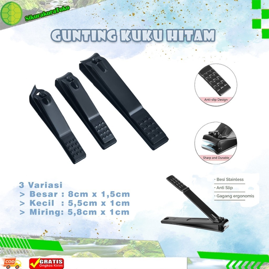 Jual (Skr) Gunting Kuku Besar / Sedang / Kecil stainless steel hitam ...