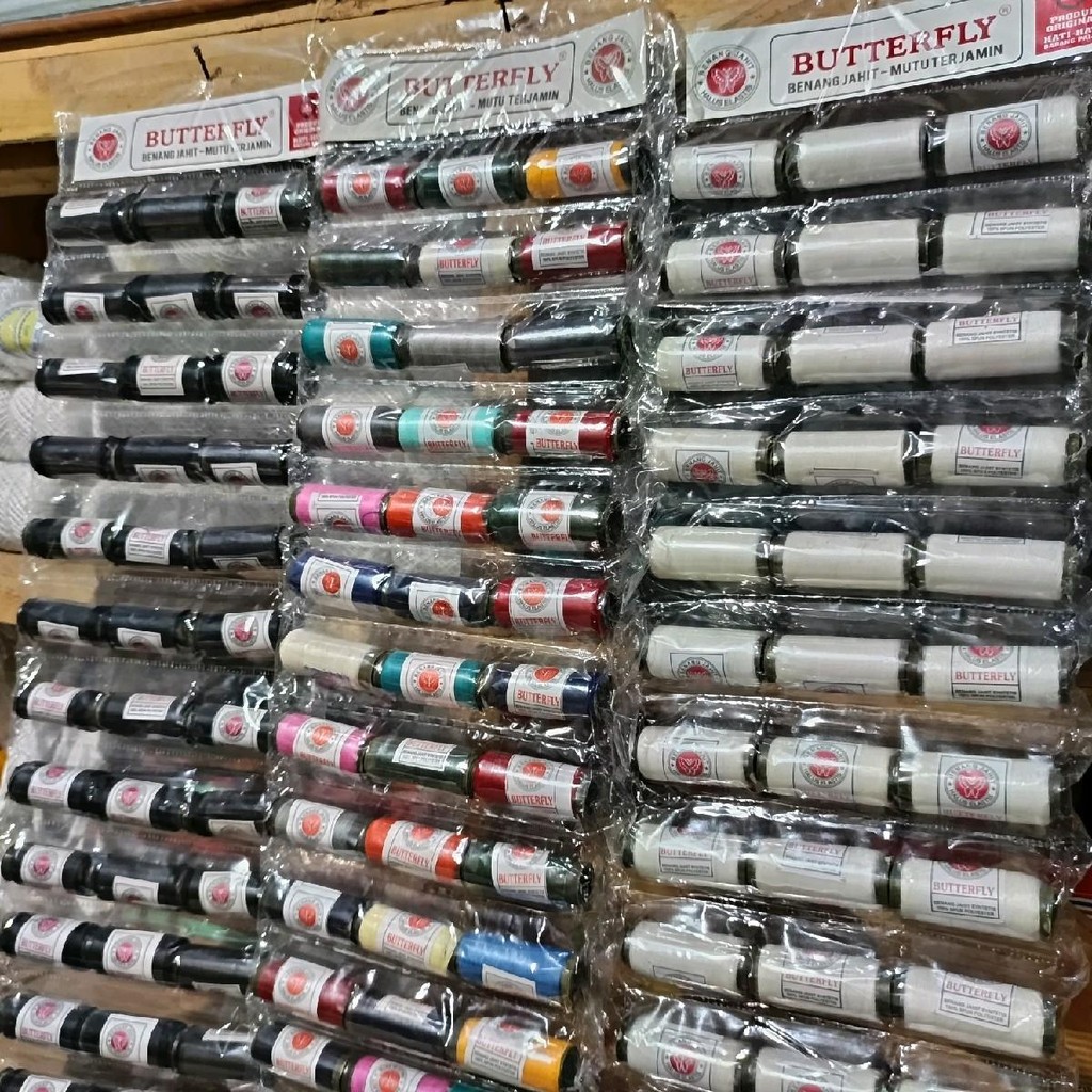 Jual Benang Jahit Kain 1 Renteng Isi 36 Pcs Benang Jahit Butterfly ...