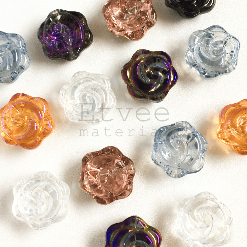 Jual Manik mote Plastik Glass bead Bunga Mawar rose flower | Shopee ...