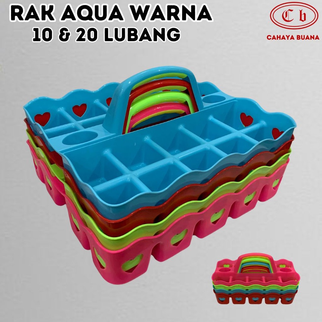 Jual Rak AQUA Warna Cerah 10 & 20 slot / Tempat penyimpanan Air minum ...