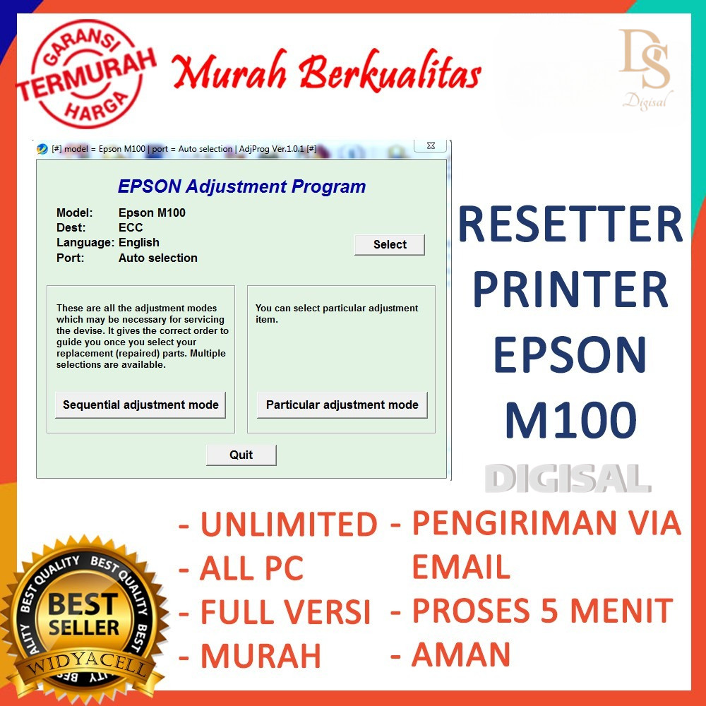 Jual SOFTWARE RESETTER / RESET / RESETER PRINTER EPSON M100 UNLIMITED ...