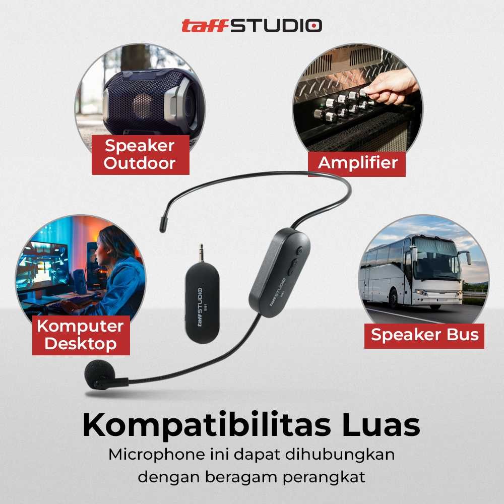 Jual TaffSTUDIO Wireless Microphone 2.4GHz Headset CS with Receiver - SI01 | Shopee Indonesia