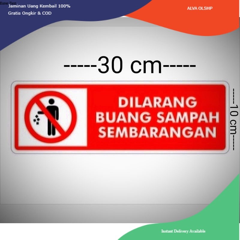 Jual stiker Sign label Dilarang buang sampah sembarangan sticker ...