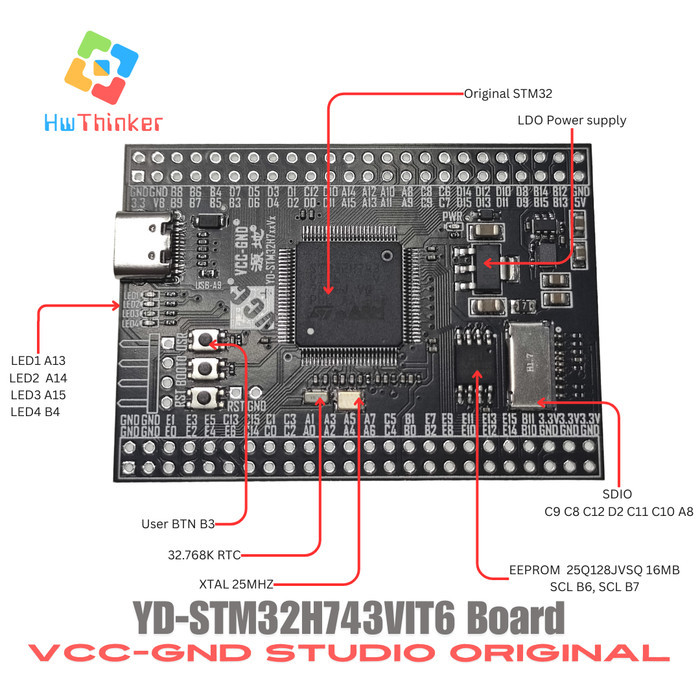 Jual Pa99 Modul Yd Stm32h743vit6 Stm32h743 H7 Stm32h7 Stm32 Board Arm