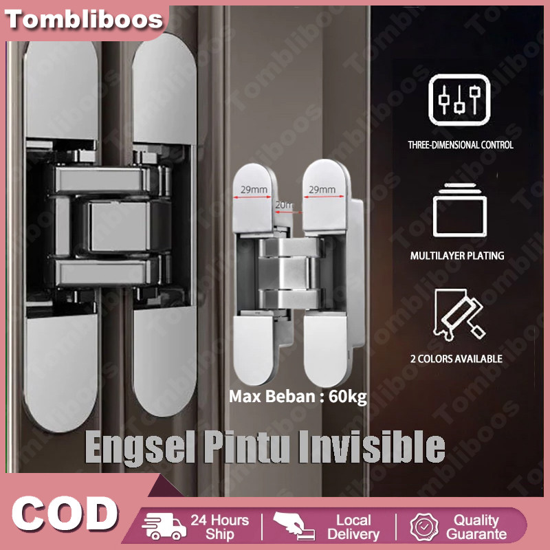 Jual COD Hidden Hinge Engsel Tanam Door Hinge Invisiblle Hitam Perak ...