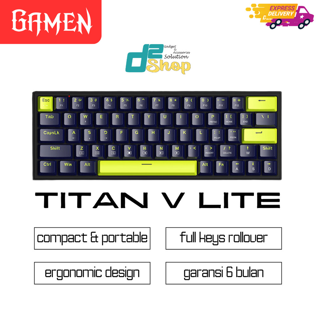 Jual GAMEN MECHANICAL GAMING KEYBOARD TITAN V LITE | Shopee Indonesia