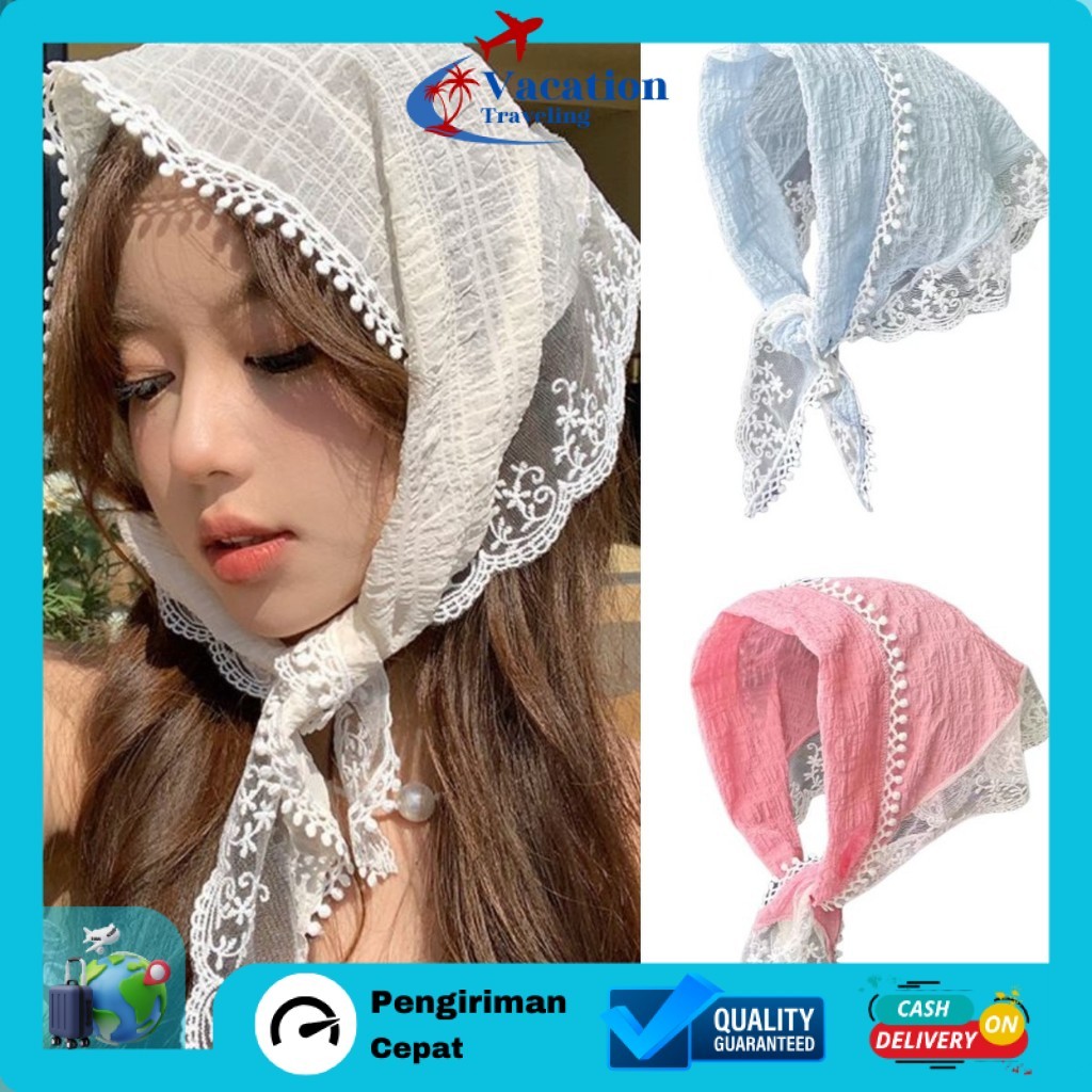 Jual VT - BANDANA SCARF KOREA MODEL RENDA AESTHETIC CASUAL / BANDO SYAL ...