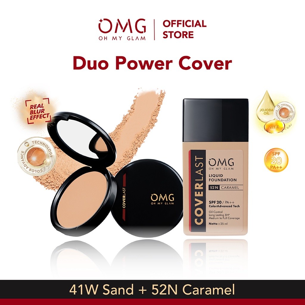 Jual OMG FAVOURITE BUNDLE! Duo Power Cover ( Bedak Padat +Foundation ...