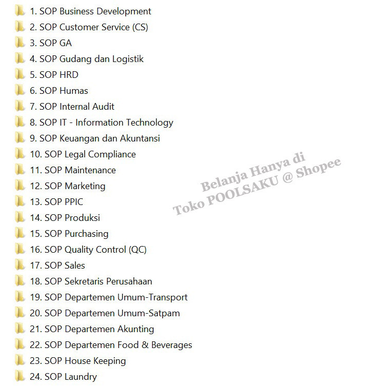 Jual SOFTWARE CONTOH SOP PERUSAHAAN LENGKAP / SOP ORGANISASI KOMPLIT ...