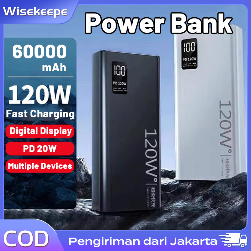 Jual Powerbank 60000mAh 120W Pengisian Daya Super Cepat LED Digital ...