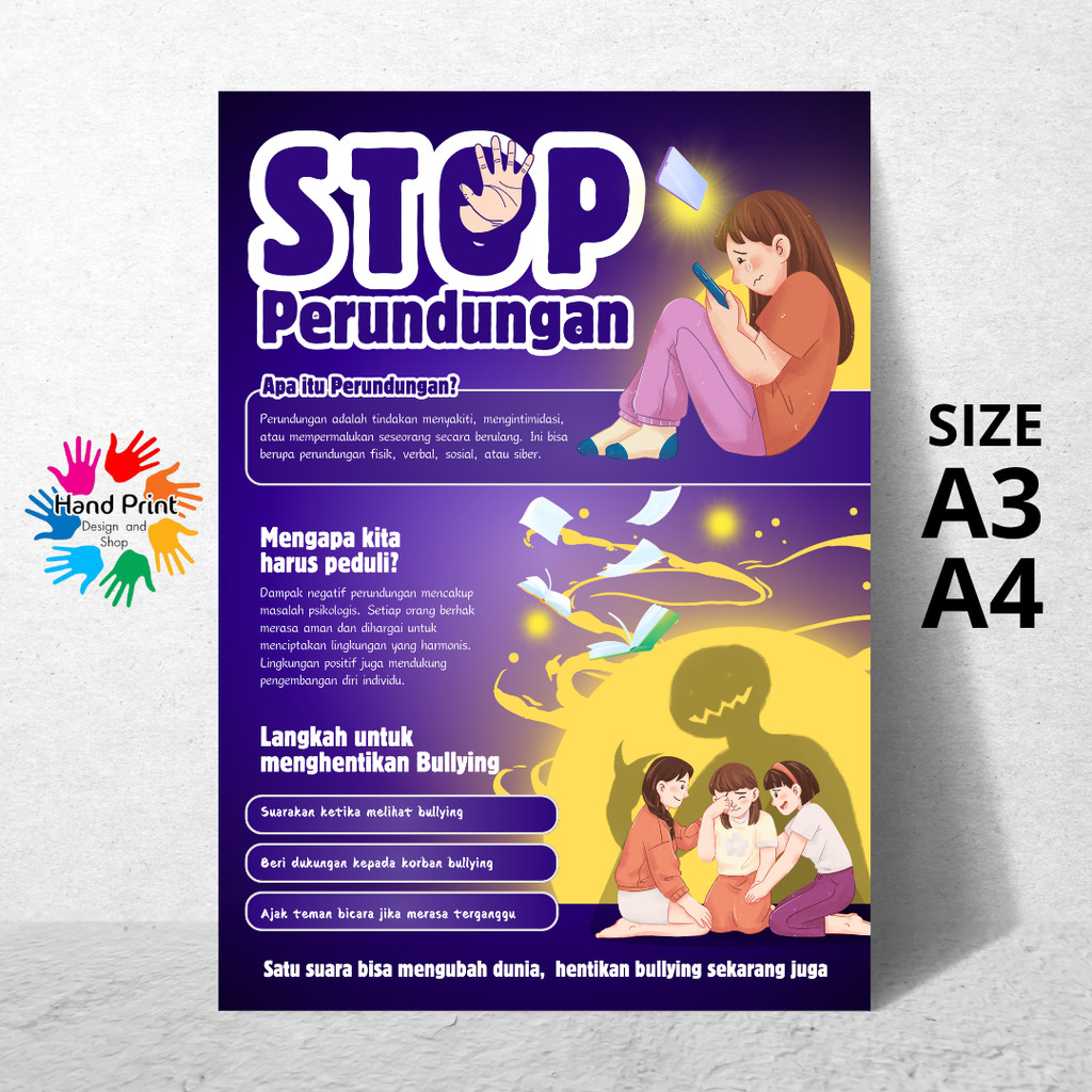 Jual Cetak Poster Edukasi Perundungan Unggu Size A3+ | Shopee Indonesia