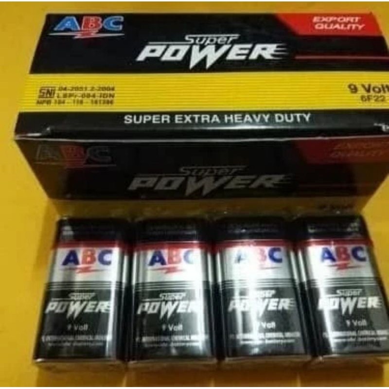 Jual Baterai ABC Super Power 9 Volt Kotak - Baterai ABC Hitam 9V - ABC ...
