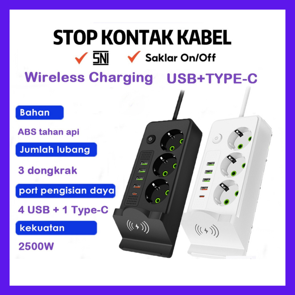 Jual TokoMaspul-PowerPort 2500W Power Strip Power Socket Charger Stop Kontak Usb Charger 2 Meter ...