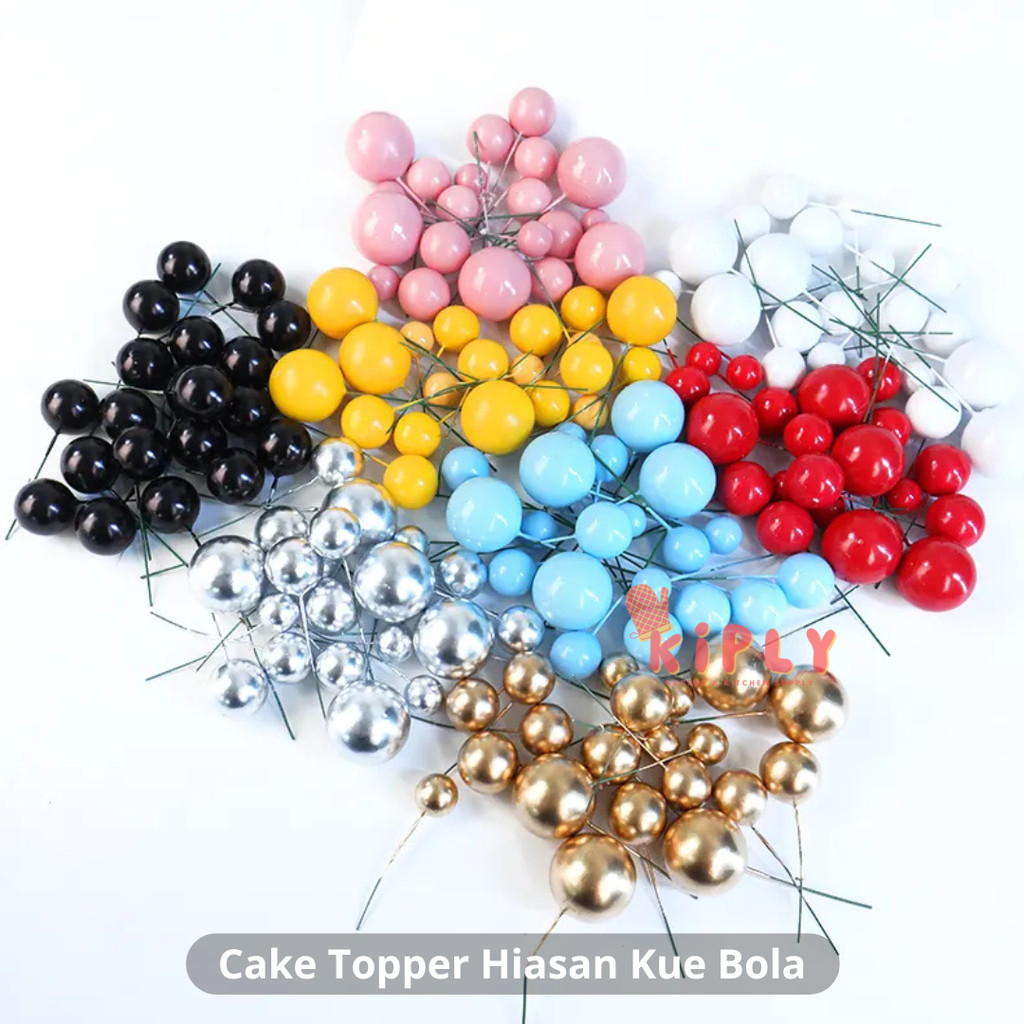Jual Cake Topper Hiasan Kue Bola/Isi 20 Pcs Topper Cake Bola Warna-Warni/Hiasan Dekorasi Kue ...