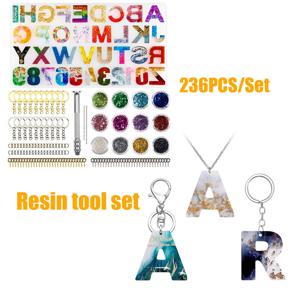 Jual 236pcs Cetakan Gantungan Knci Resin Silikon Huruf Cetakan Resin ...