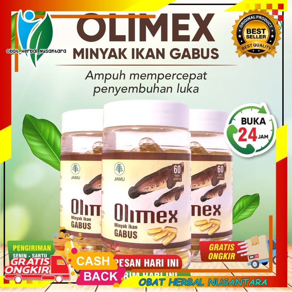 Jual OLIMEX Kapsul Minyak Ikan Gabus Kutuk Obat Luka Operasi & Sesar 1 Botol Olimex Capsul Kutuk ...