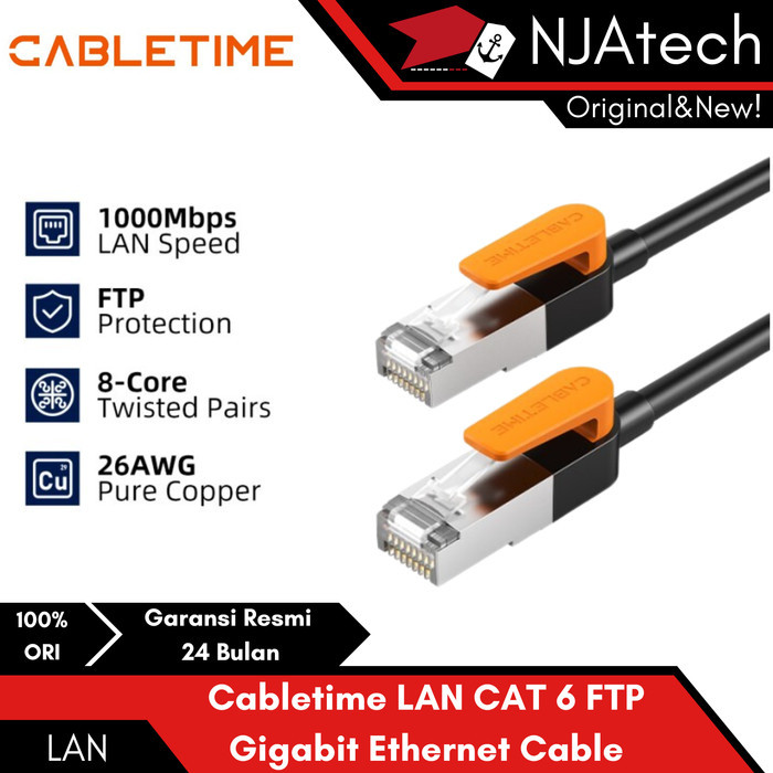 Jual CABLETIME Kabel LAN Cat 6 10M 15M 20M RJ45 Gigabit Ethernet FTP Cable 1000Mbps CN61 ...