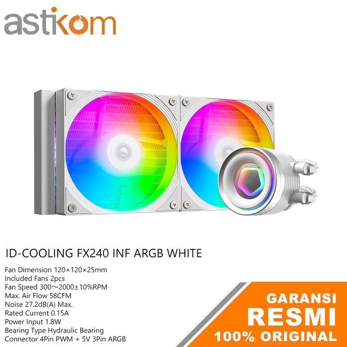 Jual ID-COOLING FX240 INF ARGB WHITE AIO CPU Liquid Water Cooling ...