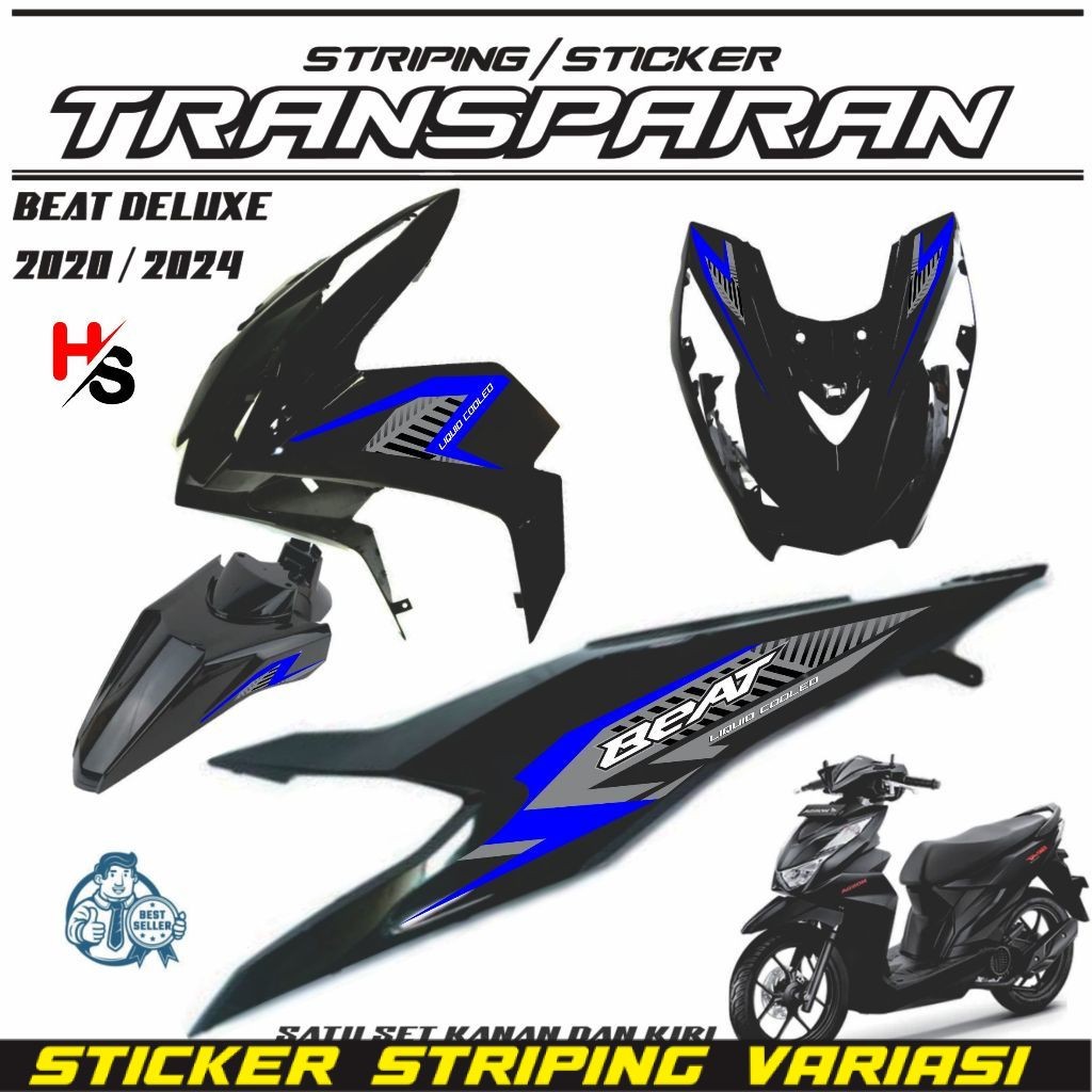 Jual STICKER STRIPING TRASNPARAN BODY MOTOR HONDA BEAT DELUXE 2023/2024 ...