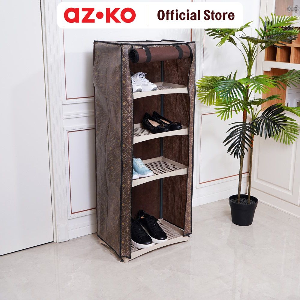 Jual AZKO Stora Rak Sepatu 4 Tingkat - Cokelat Shoe Rack Organizer ...
