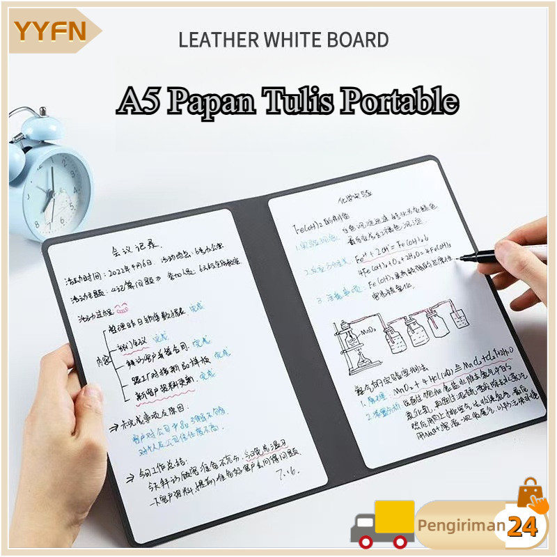 Jual Papan Tulis Portable A5 Whiteboard Notebook PU Leather with Pen ...