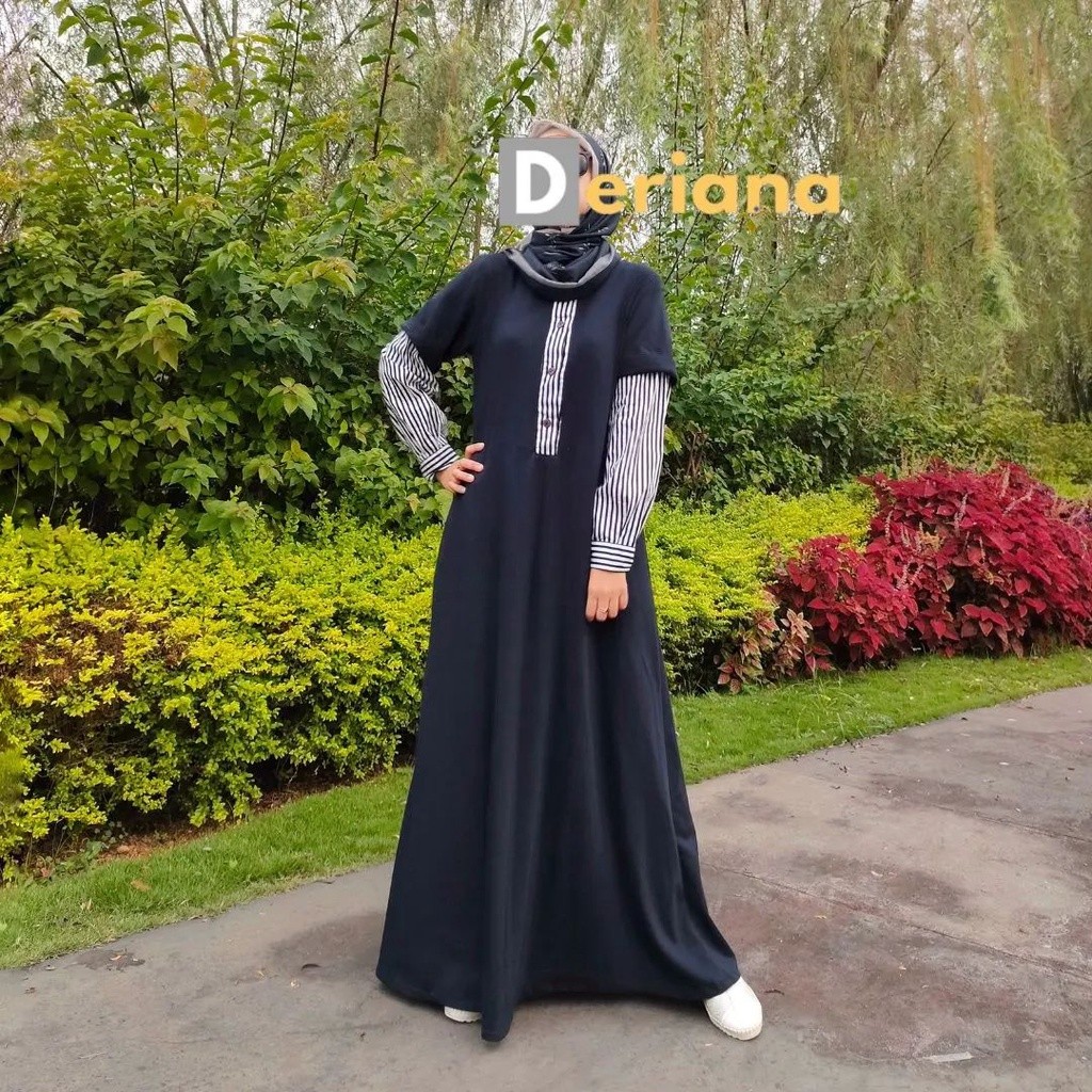 Jual Gamis Lurik Hitam Kekinian Simpel Elegan Premium Melcia Dress ...