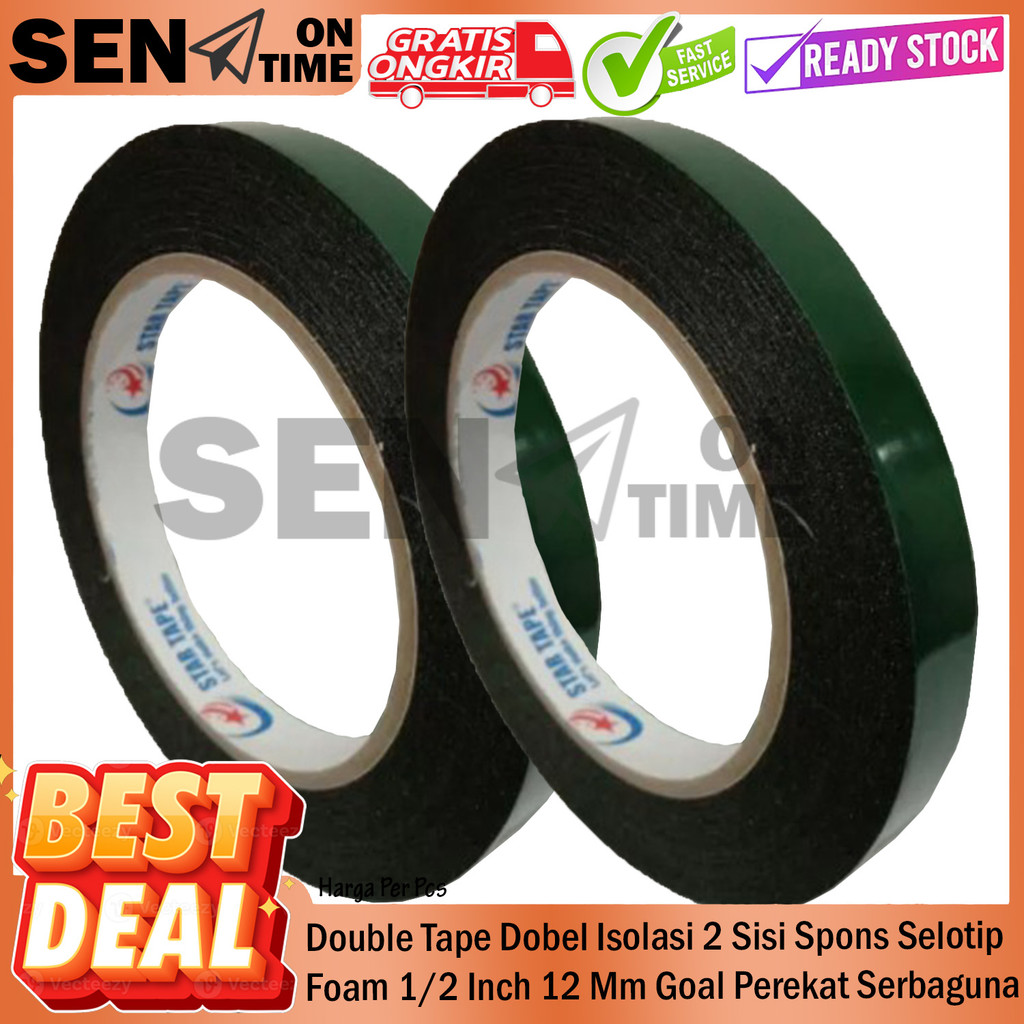 Jual Goaltape Solasiban Bolak Balik Double Side Tape Foam Hijau Lakban ...