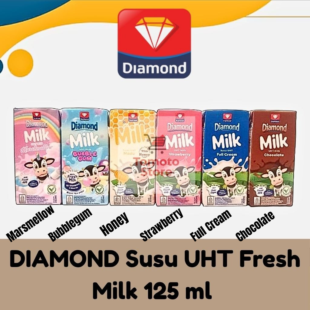 Jual TOMOTOSTORE DIAMOND Susu UHT Full Cream Fresh Milk 125 ml Chocolate | Strawberry ...