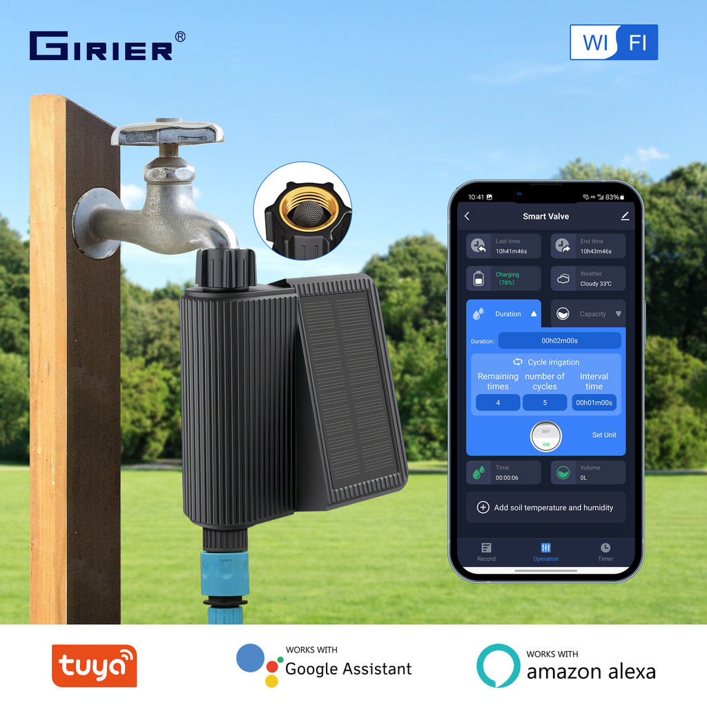 Jual GIRIER Smart Water Timer Solar Powered WiFi Sprinkler Timer with ...
