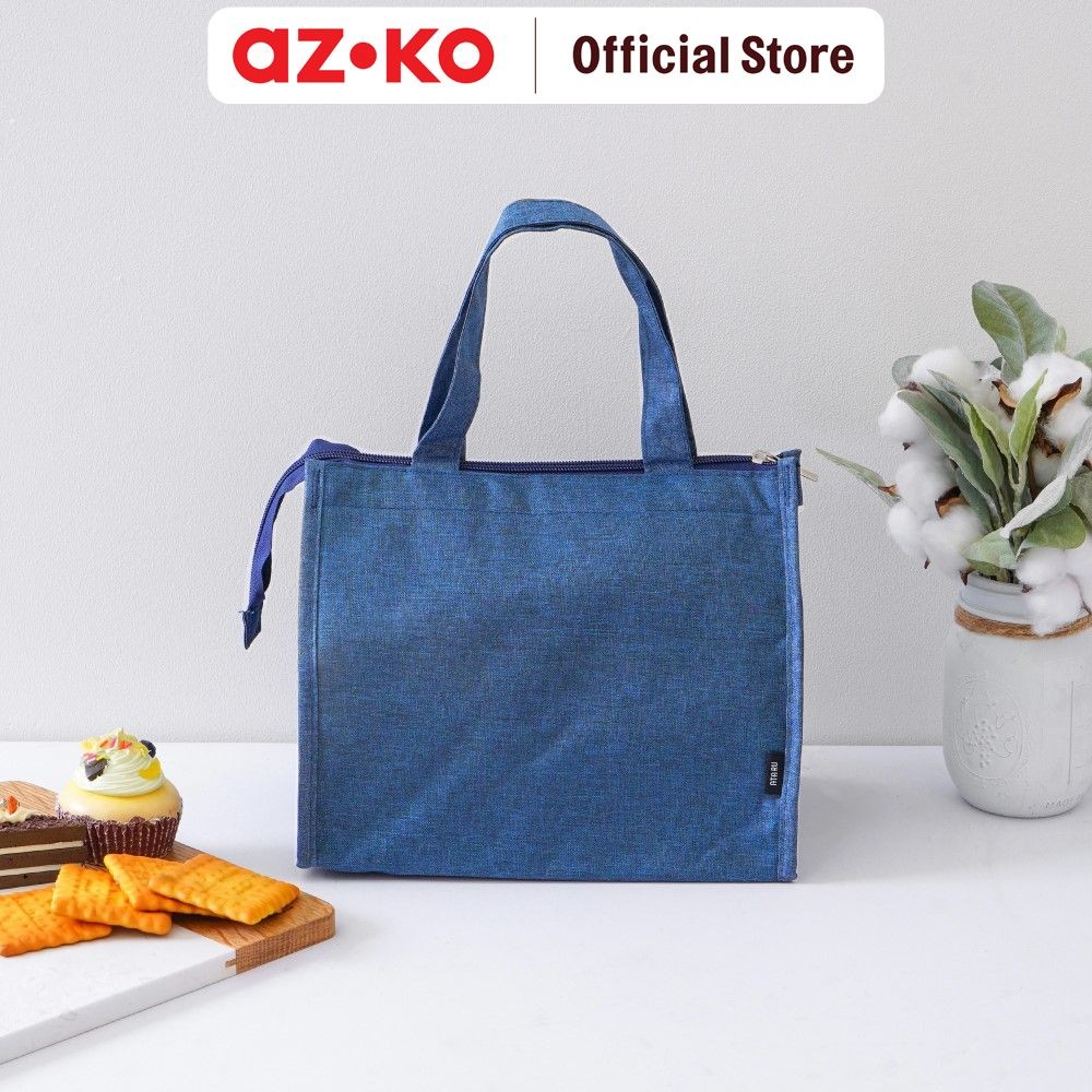 Jual AZKO Ataru Tas Bekal Makanan Thermal Slim - Biru Navy Lunch Bag ...