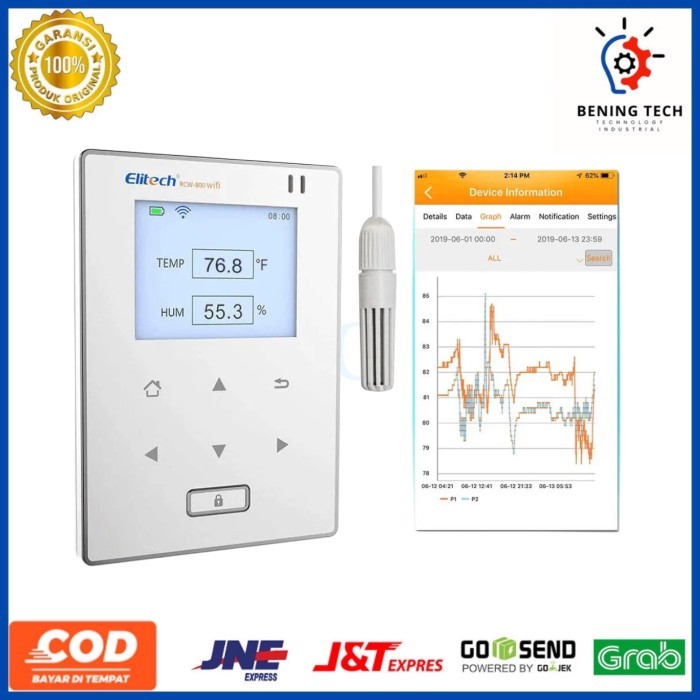 Jual Elitech RCW800 Wi Fi Temperature Humidity Data Logger WiFi RCW 800 ...