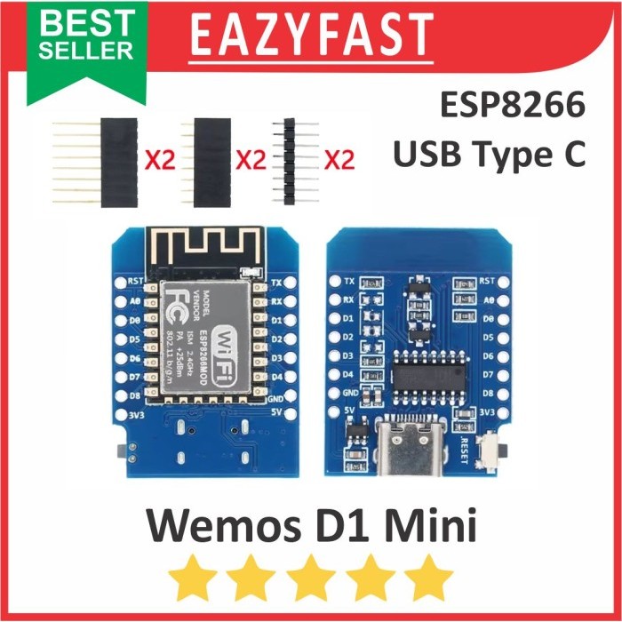 Jual WEMOS D1 Mini USB Type C CH340 Arduino NodeMCU LUA ESP ESP8266 12E ...