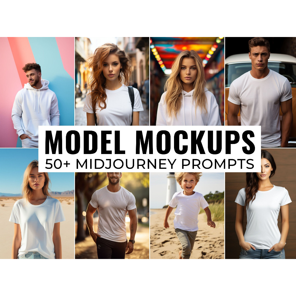 Jual 50+ T-shirt Models Mockup Prompts, AI Art, Midjourney Prompt ...