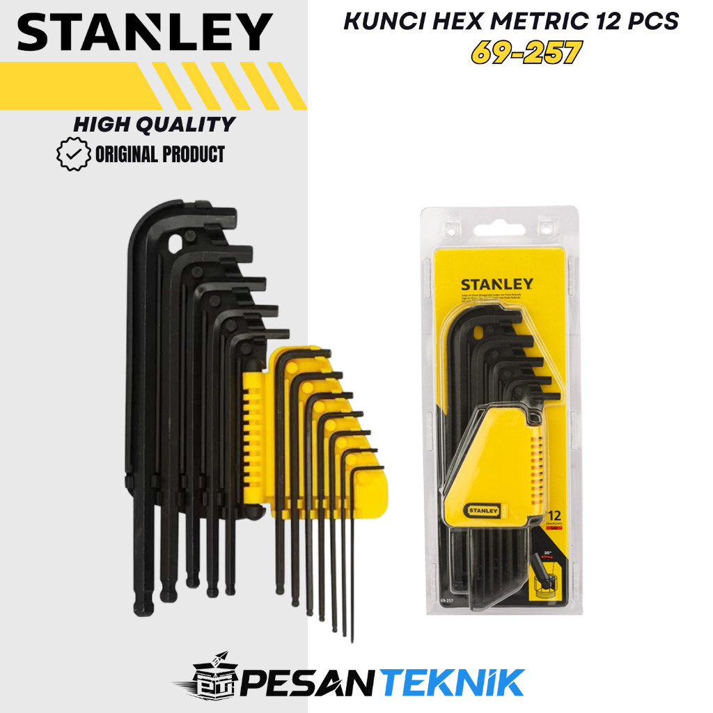 Jual Kunci L Set 12Pcs Metric Long Arm Ballpoint Hex Key Set STANLEY 69-257 | Shopee Indonesia