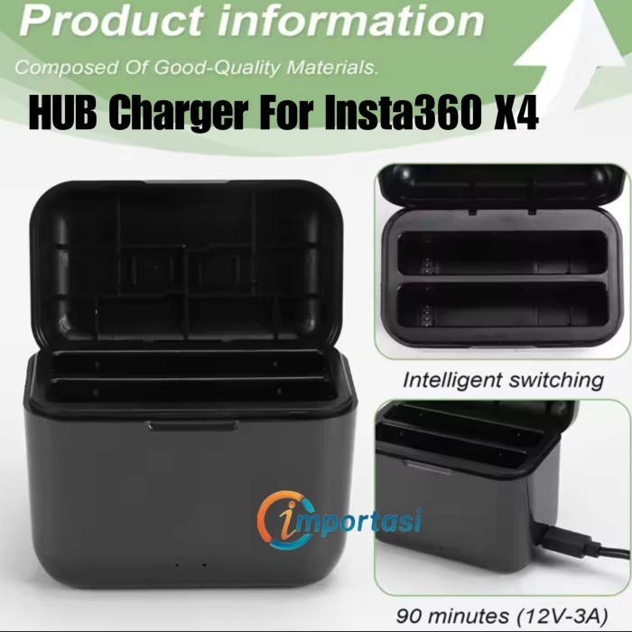 Jual HUB Charger Box for INSTA360 X4 Fast Charger Battery 2 Slot ...