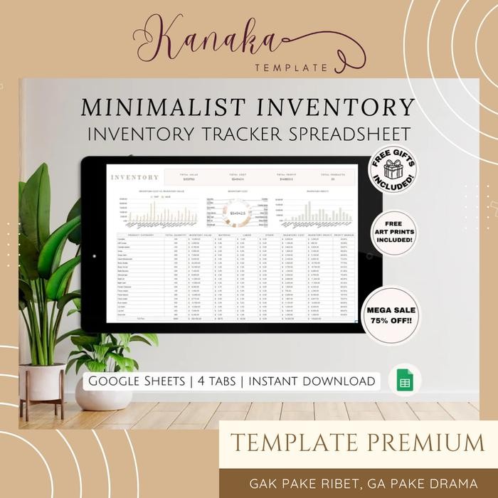 Jual Kanaka Template Spreadsheet - Pelacak Barang Gudang untuk Bisnis & Craft, Inventory Tracker ...