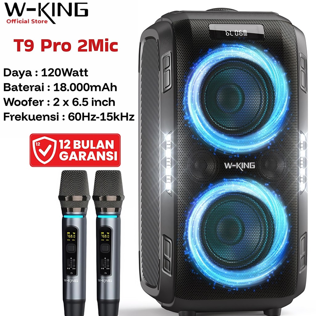 Jual WKING Speaker Bluetooth Karaoke Portable Wireless Traveling T9 Pro ...