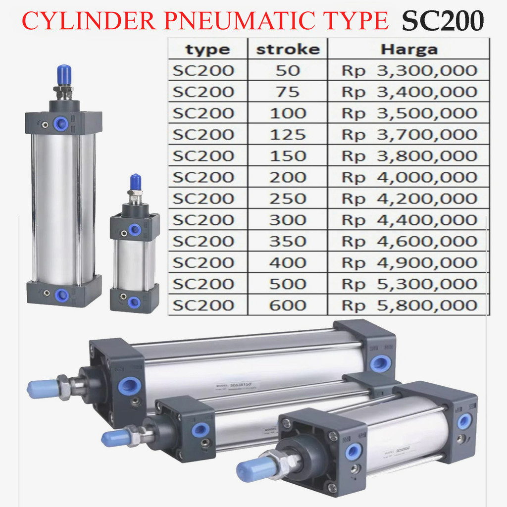Jual Pneumatic Cylinder SC 200 Pneumatik Standard Type SC200 | Shopee Indonesia