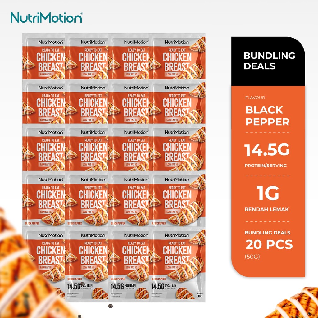 Jual NutriMotion Ready To Eat Chicken Breast - Black Pepper - High ...